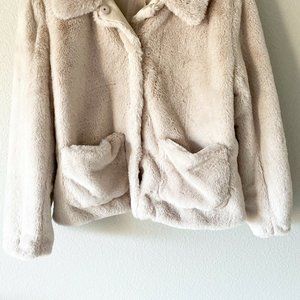Divided | Jackets & Coats | Divided Teddy Beige Cream Fuzzy Snap Button ...